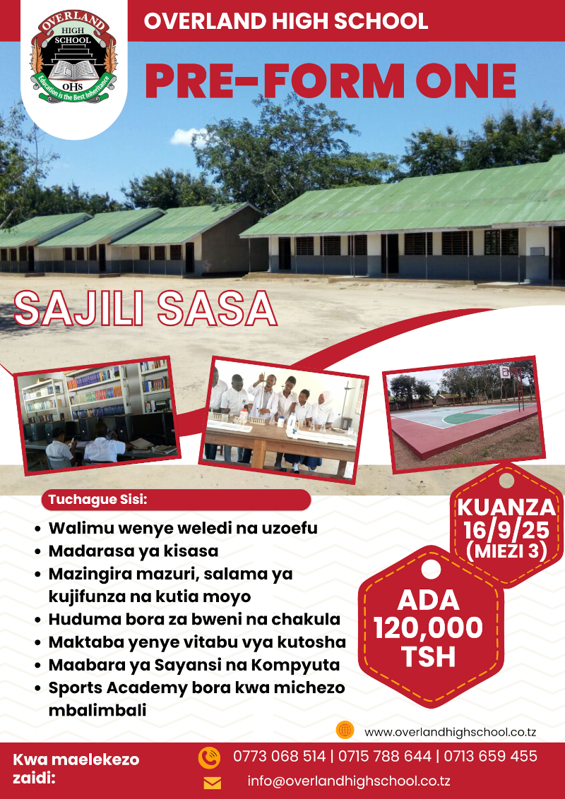 Enroll for pre-form 1 now - Overland High School